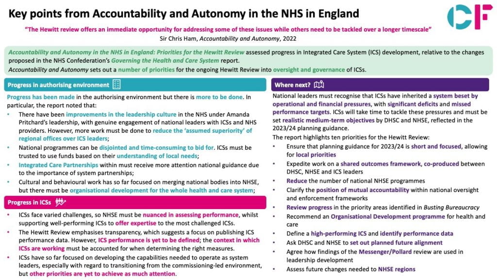 Summary of 'Accountability and Autonomy in the NHS in England' - CF